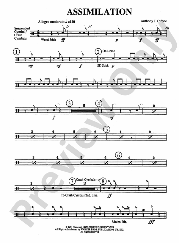 Assimilation: Cymbals: Cymbals Part - Digital Sheet Music Download