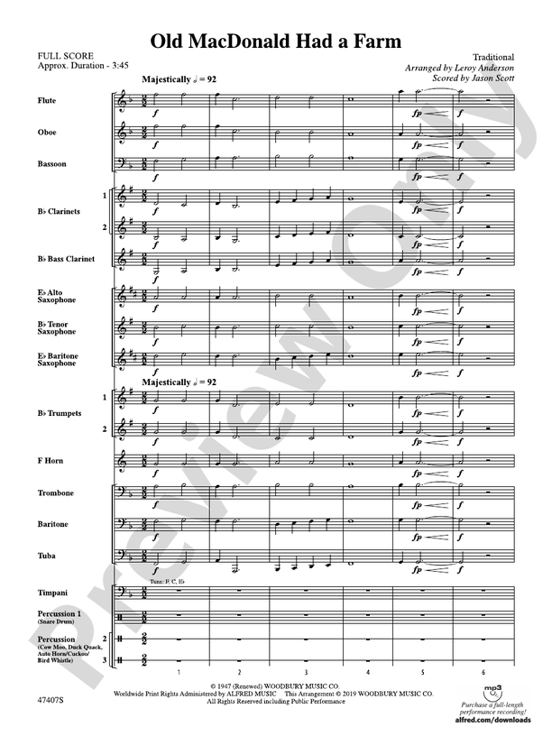 Old MacDonald Had a Farm: Score: Concert Band Score - Digital Sheet ...