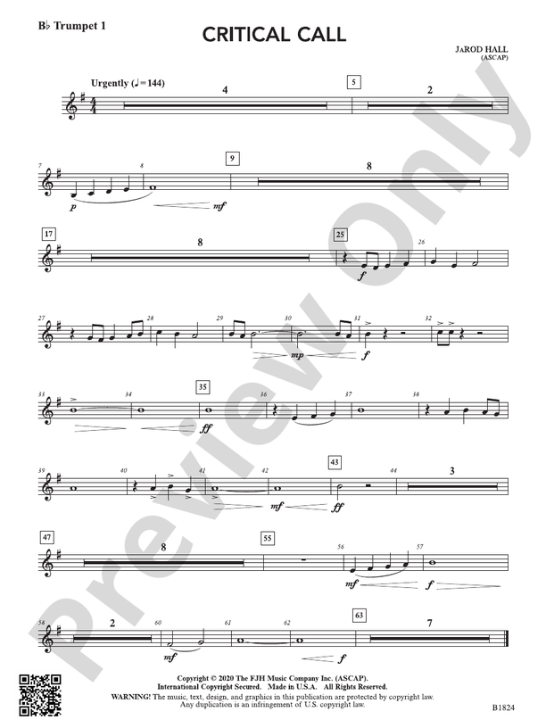 Critical Call: B-flat Trumpet 1: B-flat Trumpet 1 Part: JaRod Hall ...