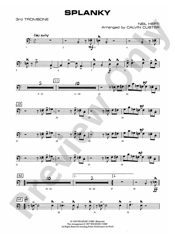 Splanky: 3rd Trombone: 3rd Trombone Part - Digital Sheet Music Download