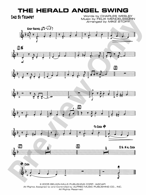 The Herald Angels Swing: 2nd B-flat Trumpet: 2nd B-flat Trumpet Part - Digital Sheet Music Download
