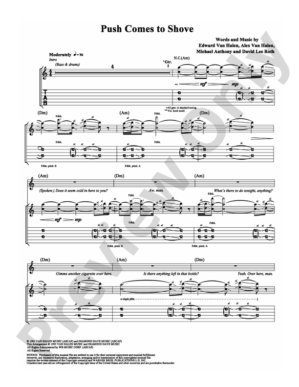 Push Comes to Shove: Guitar TAB: Van Halen - Digital Sheet Music Download