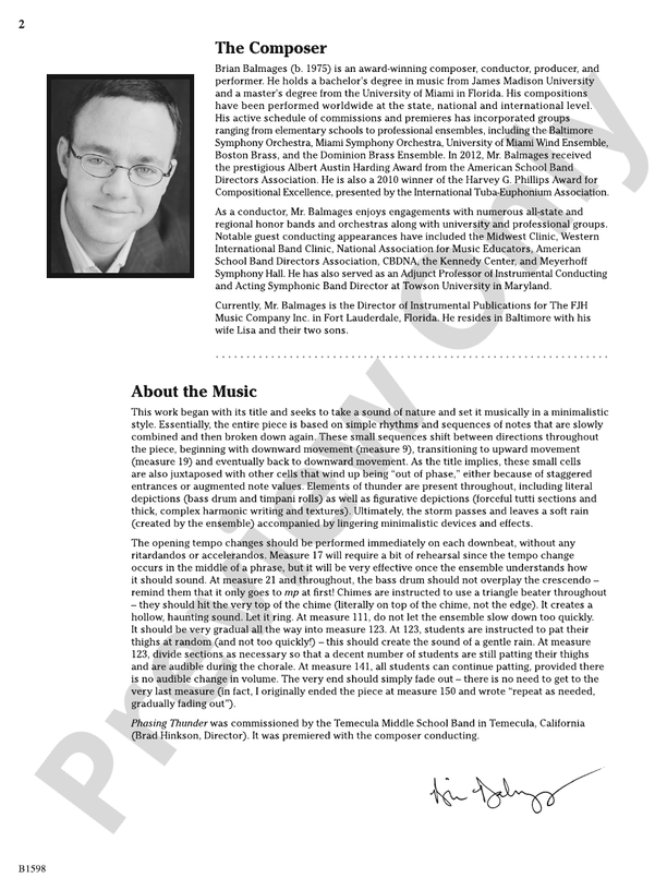 Phasing Thunder: Score: Concert Band Score: Brian Balmages - Digital ...
