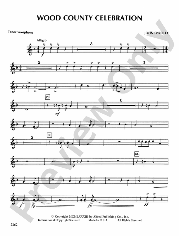 Wood County Celebration B Flat Tenor Saxophone B Flat Tenor Saxophone