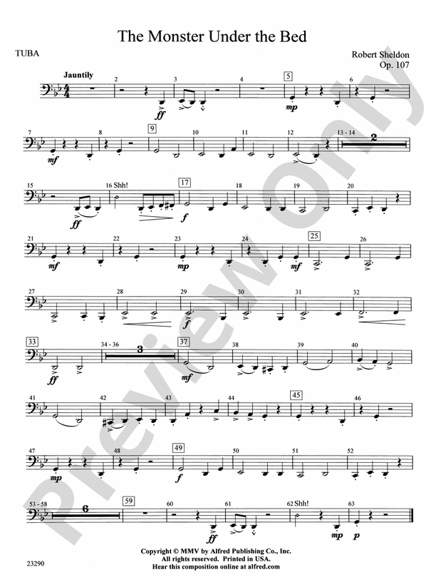 The Monster Under the Bed: Tuba: Tuba Part - Digital Sheet Music Download