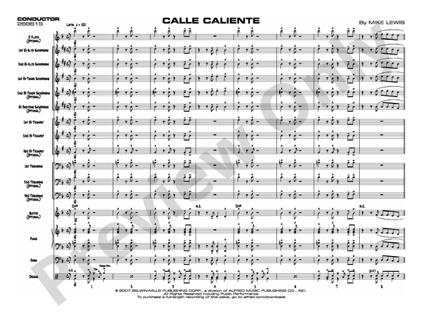 Calle Caliente: Jazz Ensemble Conductor Score & Parts: Mike Lewis ...