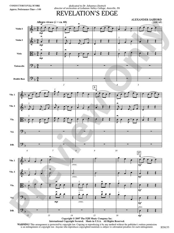 Revelation's Edge: Score: String Orchestra Score: Alexander Safford - Digital Sheet Music Download