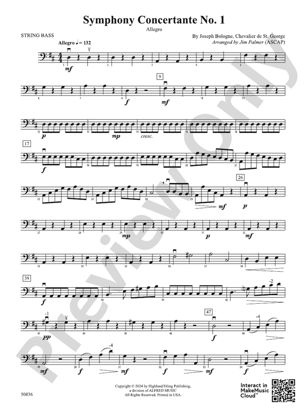 Symphony Concertante No. 1: String Bass: String Bass Part - Digital ...