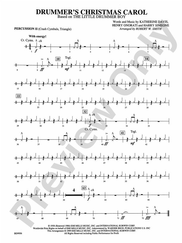 Drummer's Christmas Carol: 2nd Percussion: 2nd Percussion Part ...