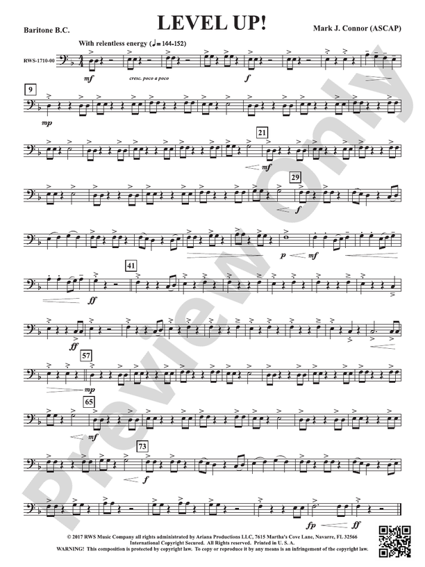Level Up!: Baritone B.C.: Baritone B.C. Part: Mark J. Connor - Digital Sheet Music Download