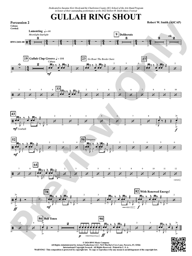 Gullah Ring Shout: 2nd Percussion: 2nd Percussion Part: Robert W. Smith ...