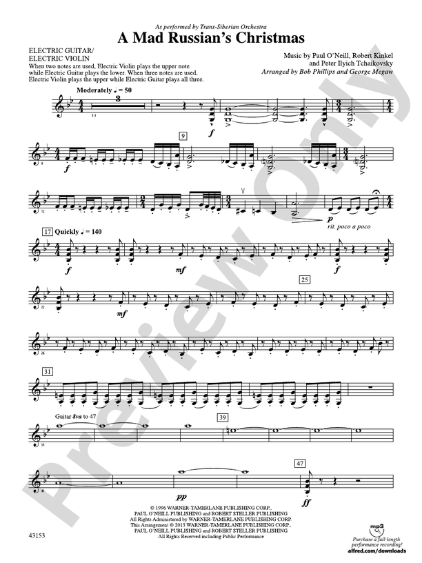 A Mad Russian's Christmas: Electric Guitar: Electric Guitar Part ...