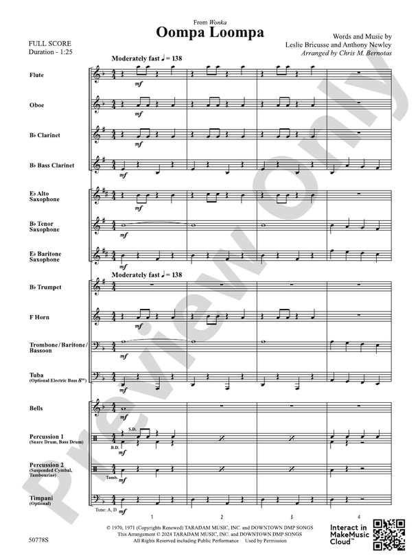 Oompa Loompa: Score: Concert Band Score - Digital Sheet Music Download