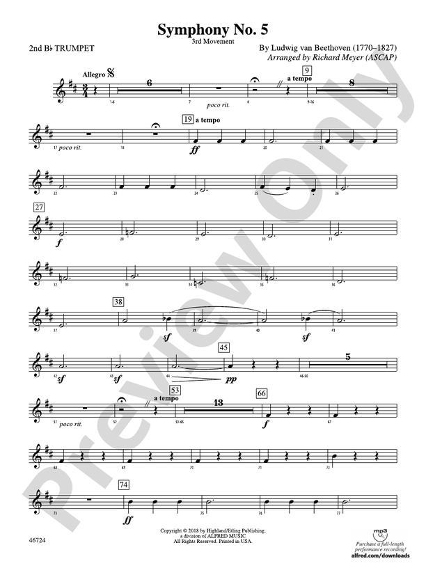Symphony No. 5: 2nd B-flat Trumpet: 2nd B-flat Trumpet Part - Digital Sheet Music Download