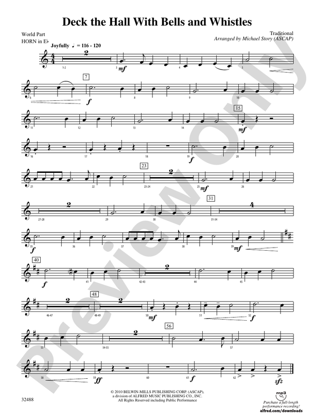 Deck the Hall with Bells and Whistles: (wp) 1st Horn in E-flat: (wp ...
