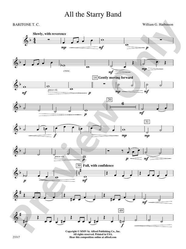 All the Starry Band: Baritone T.C.: Baritone T.C. Part - Digital Sheet ...