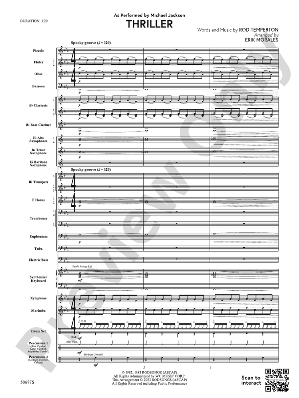 Thriller: Concert Band Conductor Score & Parts: Rod Temperton - Digital ...
