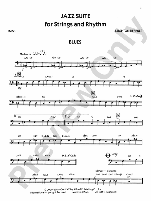 Jazz Suite for Strings and Rhythm: String Bass: String Bass Part ...
