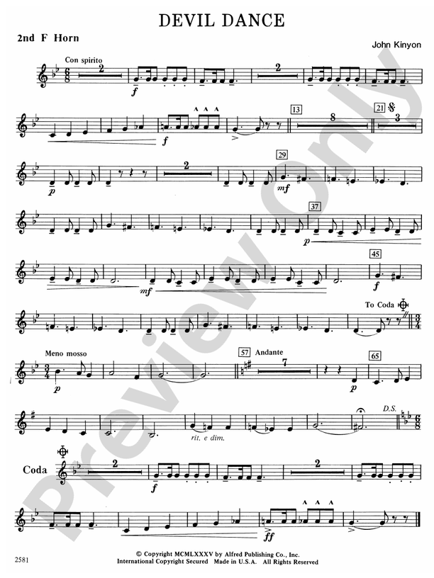 Devil Dance: 2nd F Horn: 2nd F Horn Part - Digital Sheet Music Download