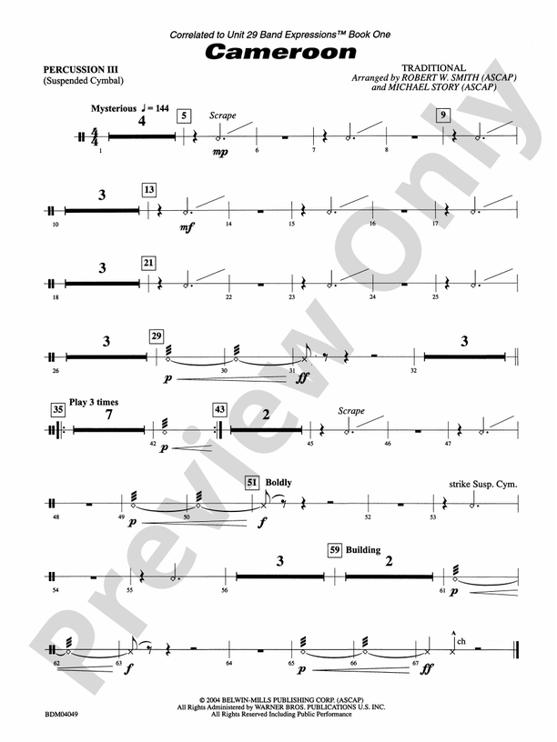 Cameroon: 3rd Percussion: 3rd Percussion Part - Digital Sheet Music Download