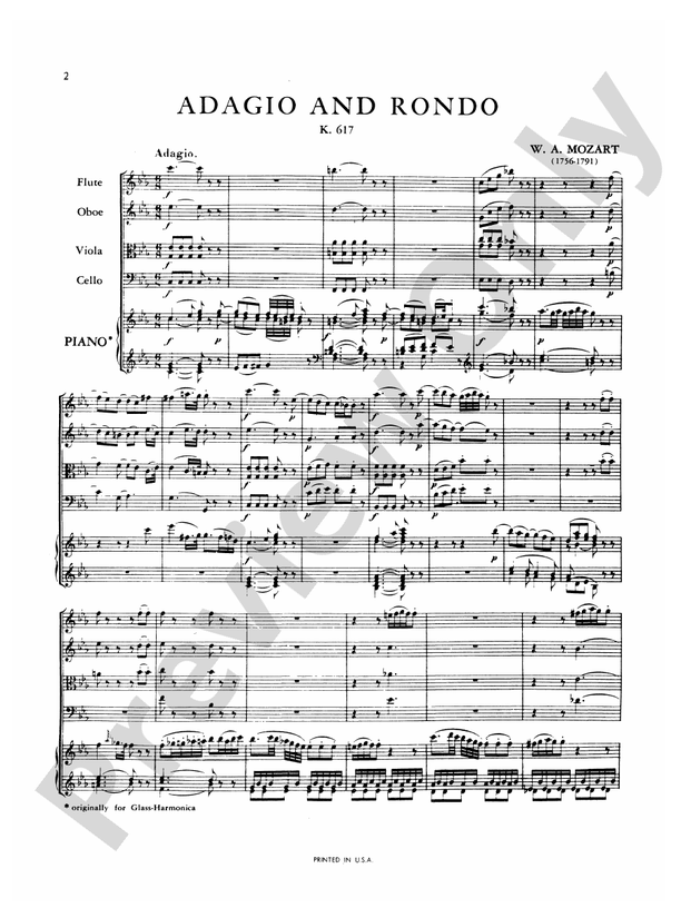 Mozart: Adagio and Rondo, in C Minor (K. 617) (for piano, flute, oboe ...