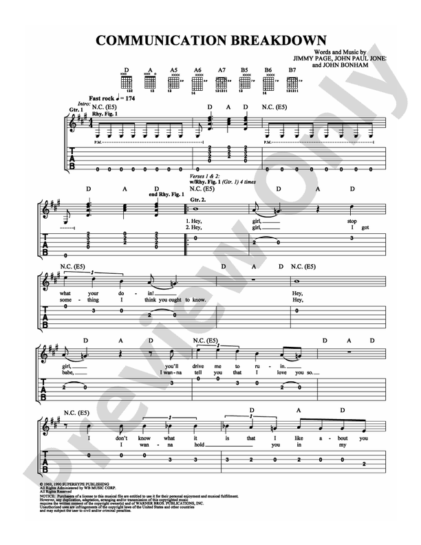 Communication Breakdown: Easy Guitar: Led Zeppelin - Digital Sheet ...
