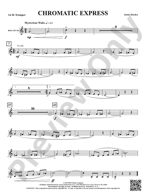 Chromatic Express: 1st B-flat Trumpet: 1st B-flat Trumpet Part: Justin Harden - Digital Sheet ...