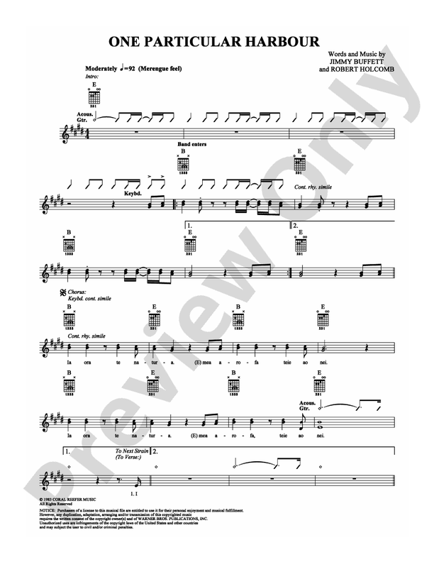 One Particular Harbour: Guitar TAB: Jimmy Buffett - Digital Sheet Music ...