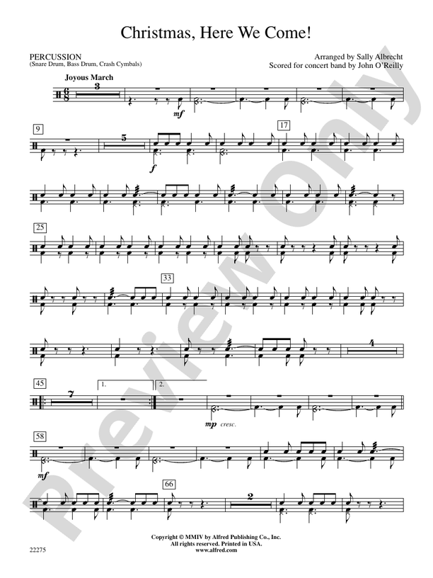 Christmas, Here We Come!: 1st Percussion: 1st Percussion Part - Digital ...