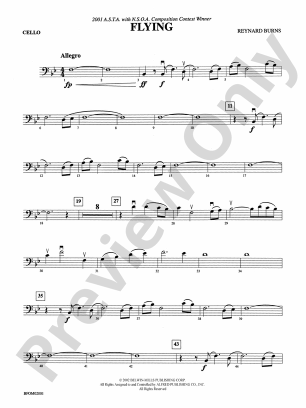 Flying: Cello: Cello Part - Digital Sheet Music Download