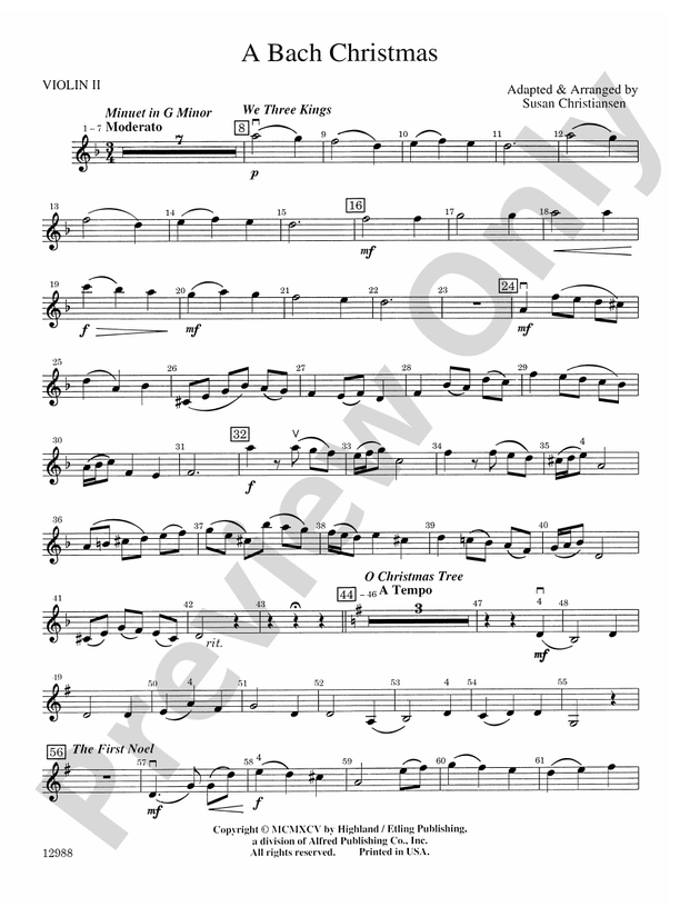 A Bach Christmas: 2nd Violin: 2nd Violin Part - Digital Sheet Music Download