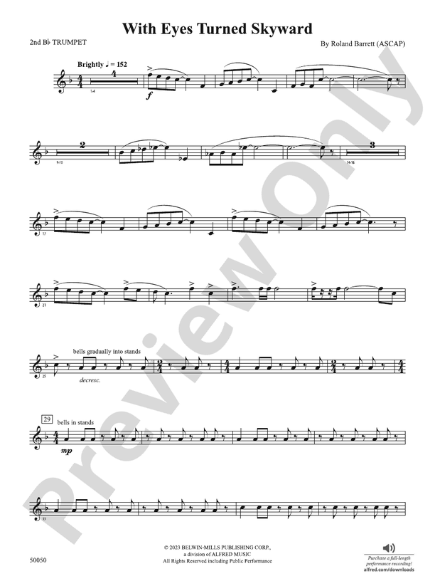 With Eyes Turned Skyward: 2nd B-flat Trumpet: 2nd B-flat Trumpet Part - Digital Sheet Music Download