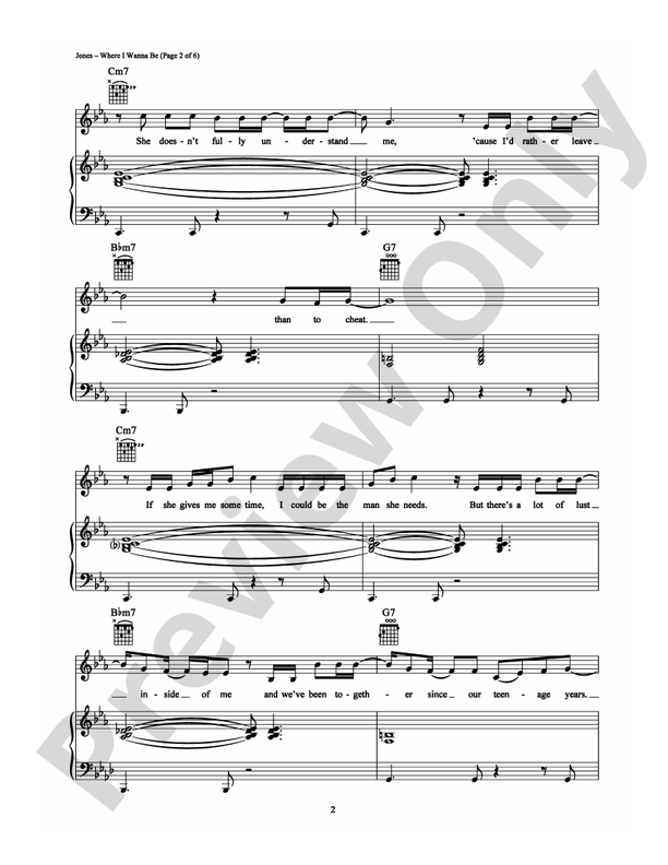 Where I Wanna Be: Piano/Vocal/Chords: Donell Jones - Digital Sheet ...