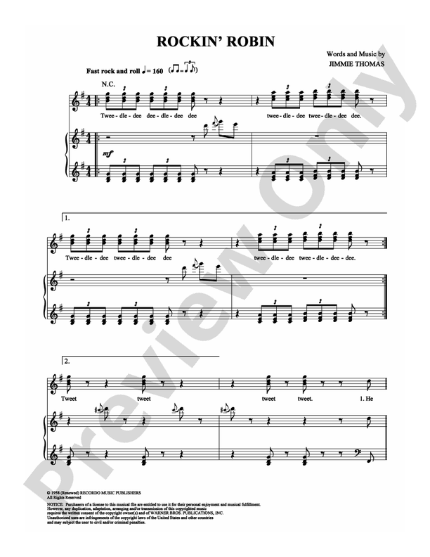 Rockin' Robin: Piano/Vocal/Chords: Michael Jackson - Digital Sheet ...