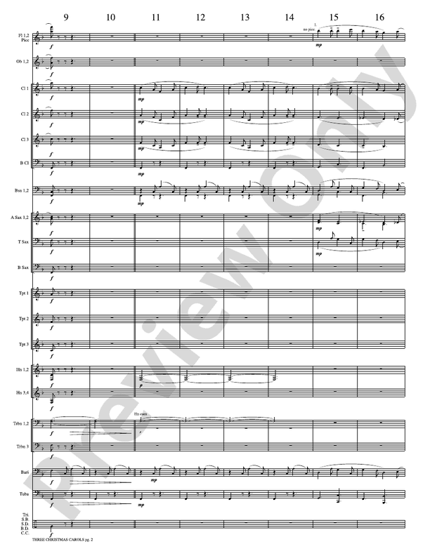 Three Christmas Carols: Score: Concert Band Score - Digital Sheet Music ...