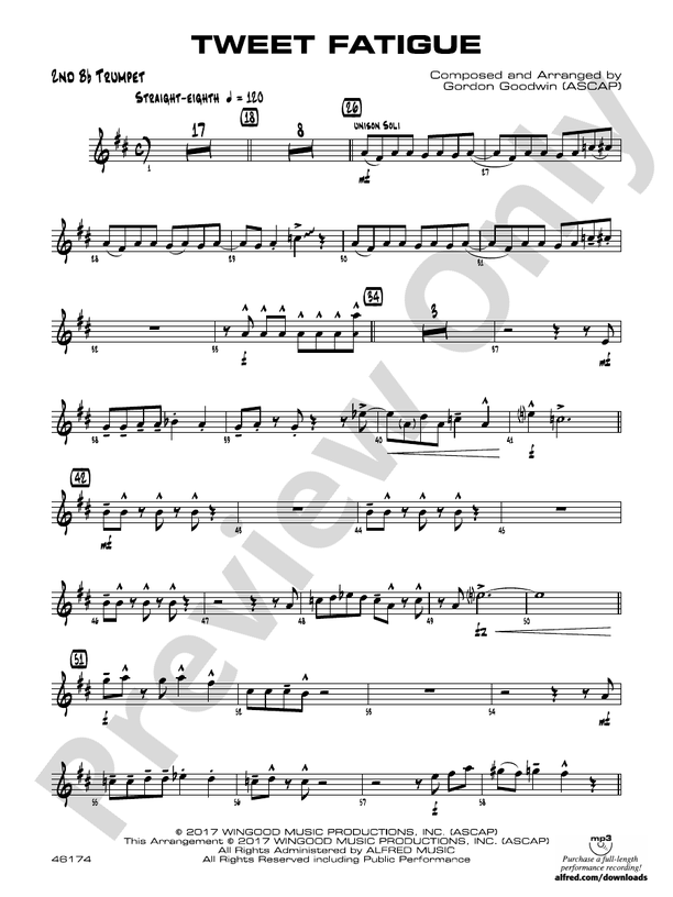 Tweet Fatigue: 2nd B-flat Trumpet: 2nd B-flat Trumpet Part - Digital ...