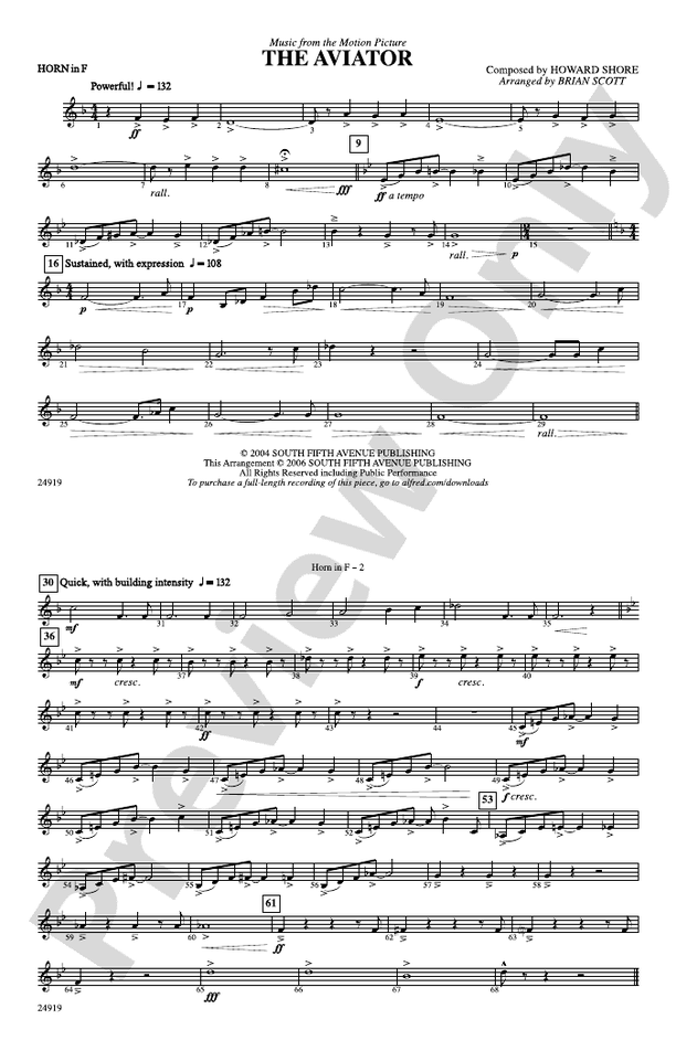 The Aviator: 1st F Horn: 1st F Horn Part - Digital Sheet Music Download