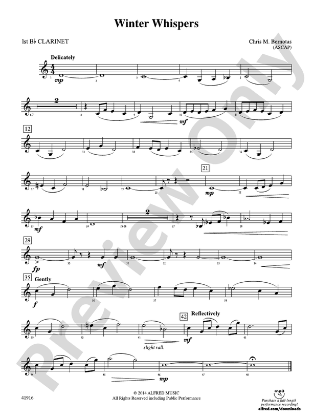 Winter Whispers: 1st B-flat Clarinet: 1st B-flat Clarinet Part - Digital Sheet Music Download