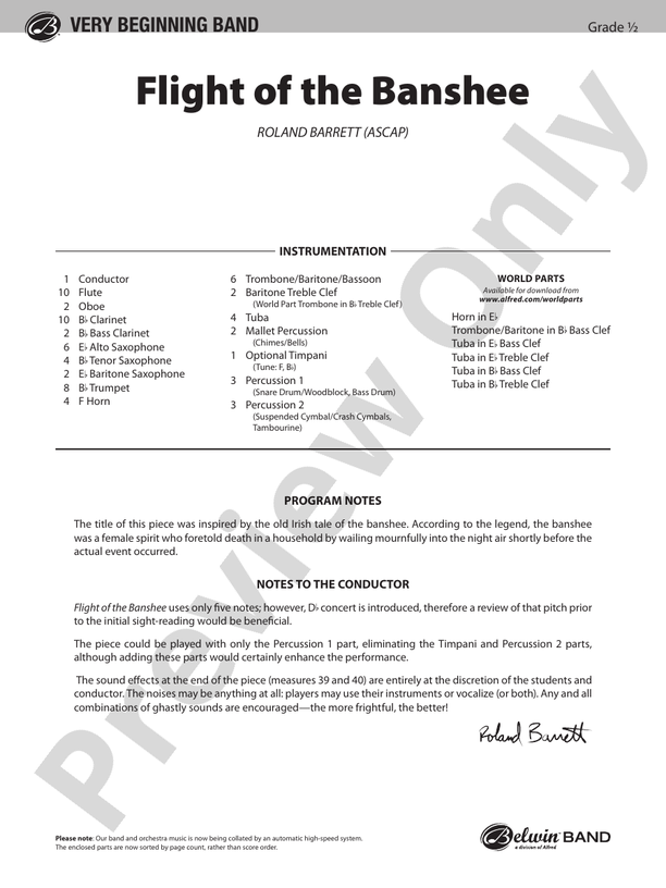 Flight of the Banshee: Score: Concert Band Score - Digital Sheet Music Download