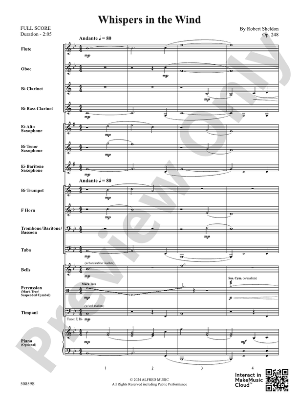 Whispers in the Wind: Concert Band Conductor Score & Parts: Robert Sheldon - Digital Sheet Music ...