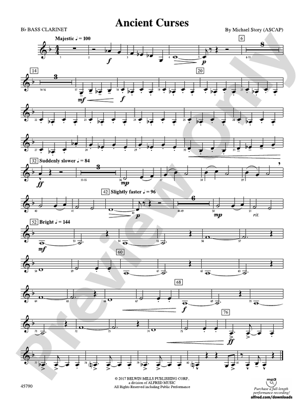 Ancient Curses: B-flat Bass Clarinet: B-flat Bass Clarinet Part ...
