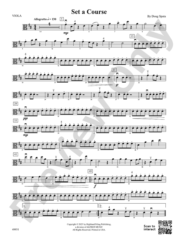 Set a Course: Viola: Viola Part - Digital Sheet Music Download