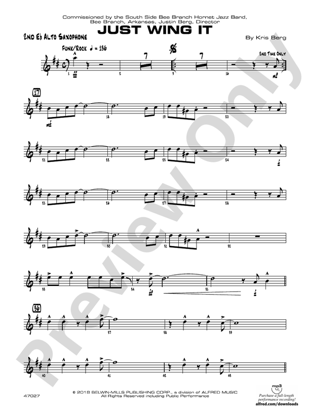 Just Wing It: 2nd E-flat Alto Saxophone: 2nd E-flat Alto Saxophone Part ...