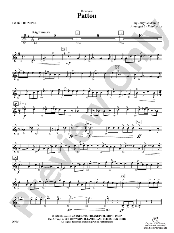 Patton: 1st B-flat Trumpet: 1st B-flat Trumpet Part - Digital Sheet ...
