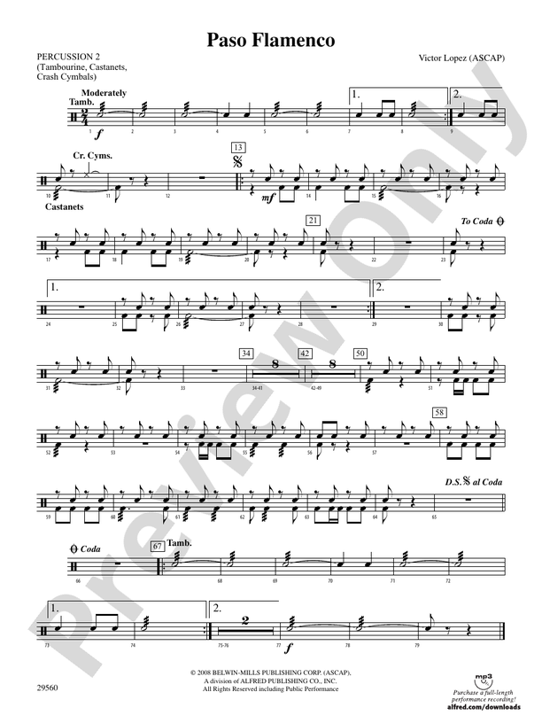 Paso Flamenco: 2nd Percussion: 2nd Percussion Part - Digital Sheet ...