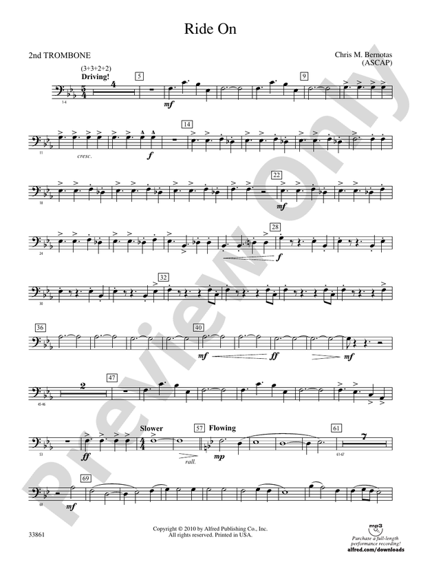 Ride On: 2nd Trombone: 2nd Trombone Part - Digital Sheet Music Download