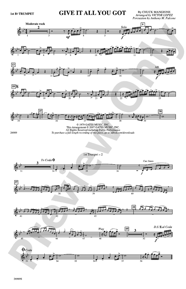 Give It All You Got: 1st B-flat Trumpet: 1st B-flat Trumpet Part ...