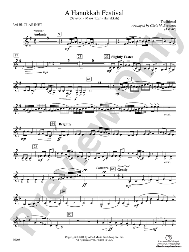 A Hanukkah Festival: 3rd B-flat Clarinet: 3rd B-flat Clarinet Part ...