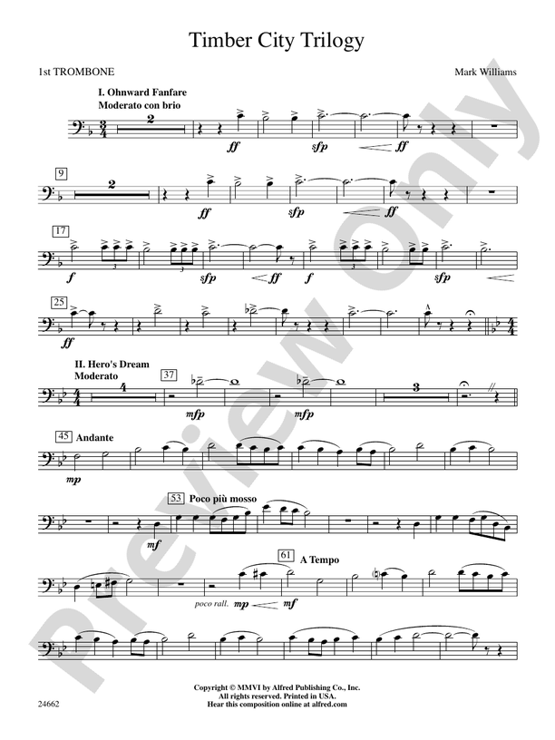 Timber City Trilogy: 1st Trombone: 1st Trombone Part - Digital Sheet ...