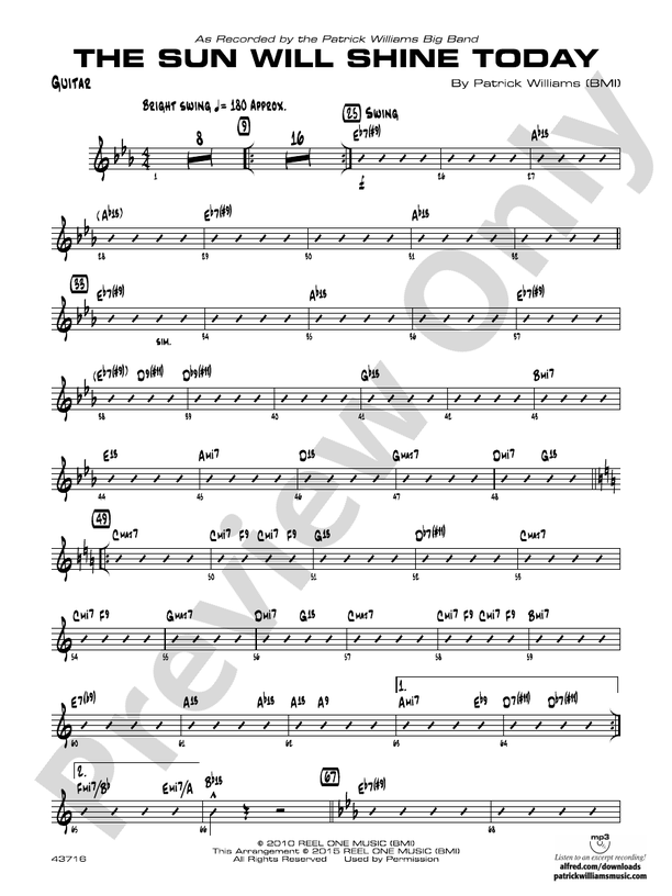 The Sun Will Shine Today: Guitar: Guitar Part - Digital Sheet Music ...